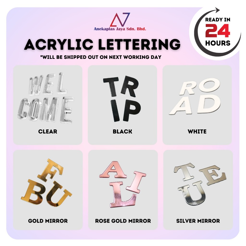 Custom 3D Acrylic Wording/Font/ Alphabet Letter (O - Z) - Clear/Black ...