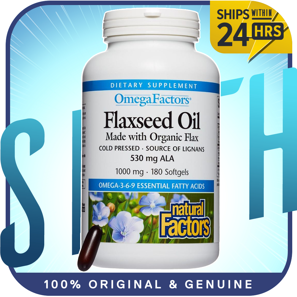 GENUINE Omega Factors by Natural Factors, Flaxseed Oil, Supports ...