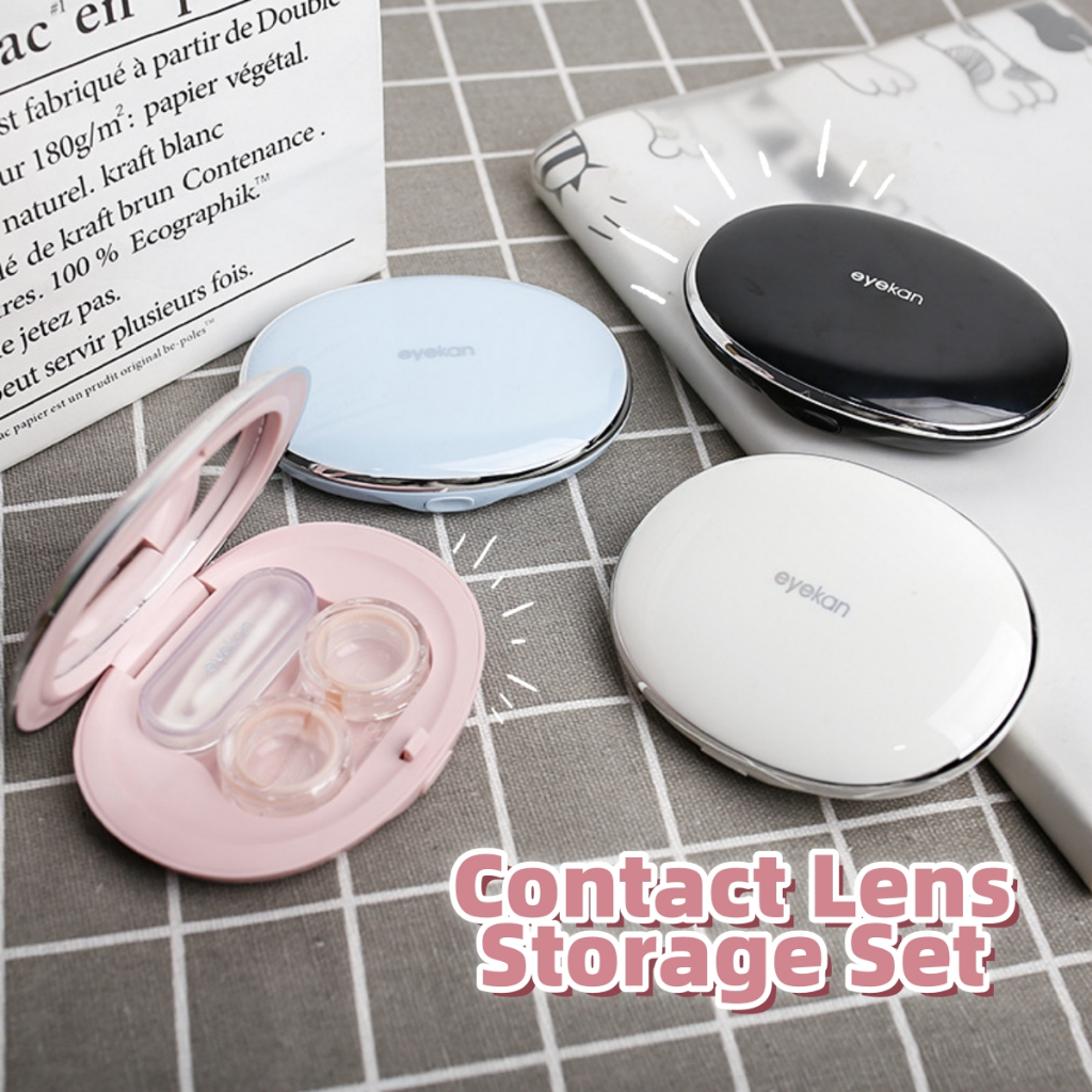 Round Contact Lens Casing With Mirror Travel Case Box Container Holder ...