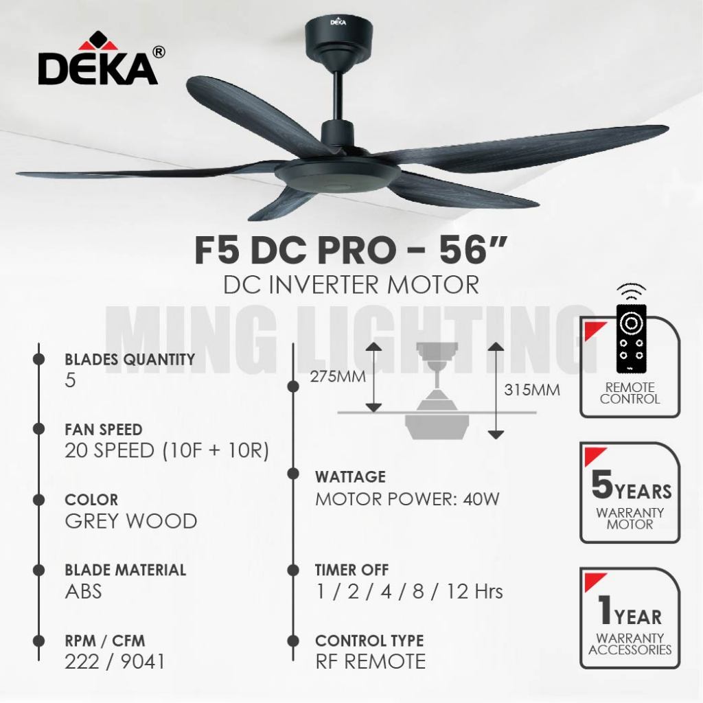 (Sirim) DEKA F5DC PRO Ceiling Fan Remote Control 10+10 Speed Kipas ...