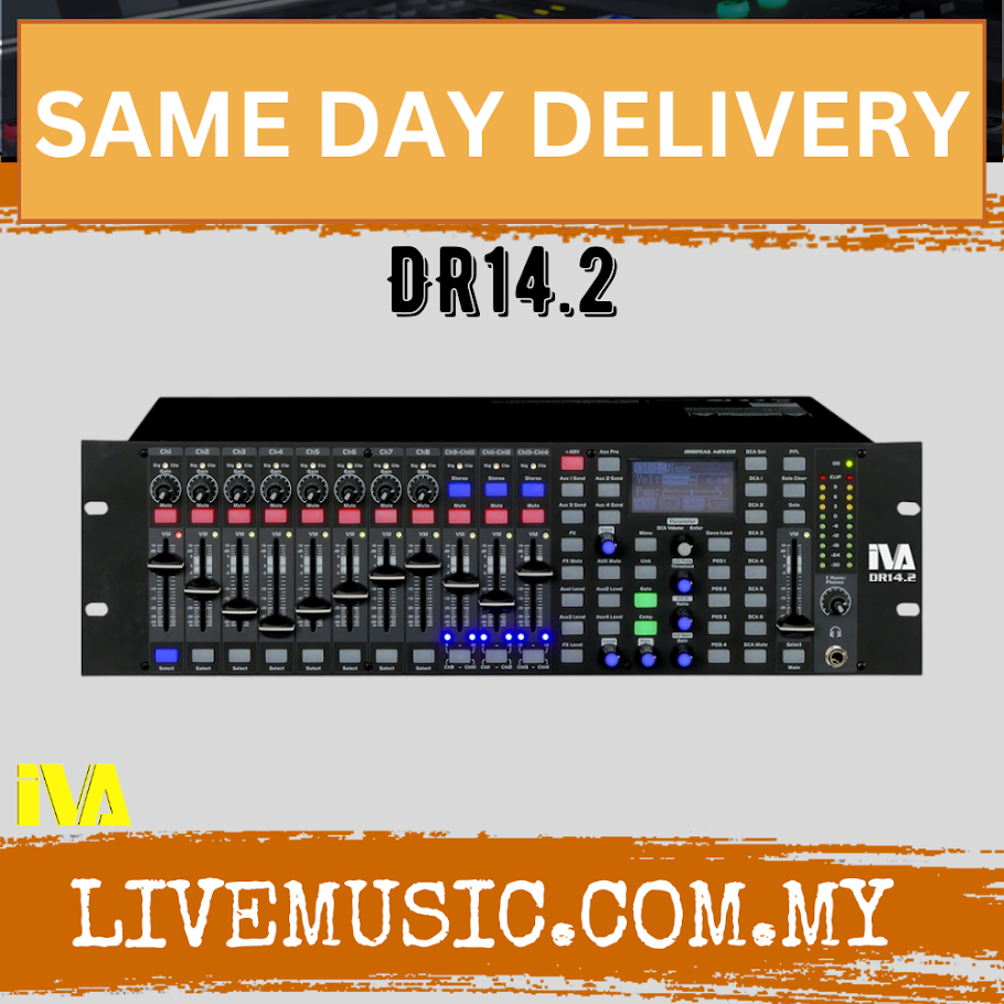 IVA DR14.2 14 Channel Digital Rack Audio Mixer with 4 Aux Out & 1 FX ...
