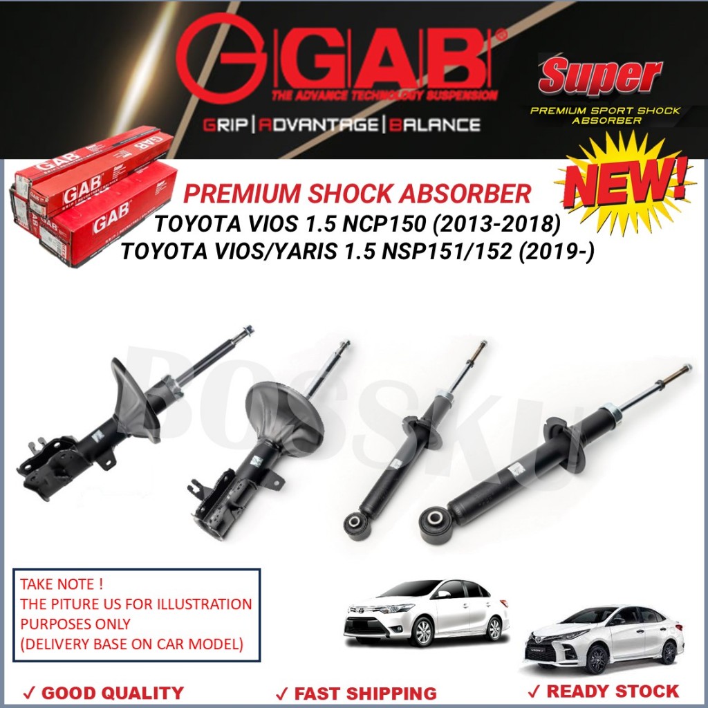 GAB SUPER FRONT ABSORBER/REAR ABS- TOYOTA VIOS 1.5 NCP150 (13"-18 ...