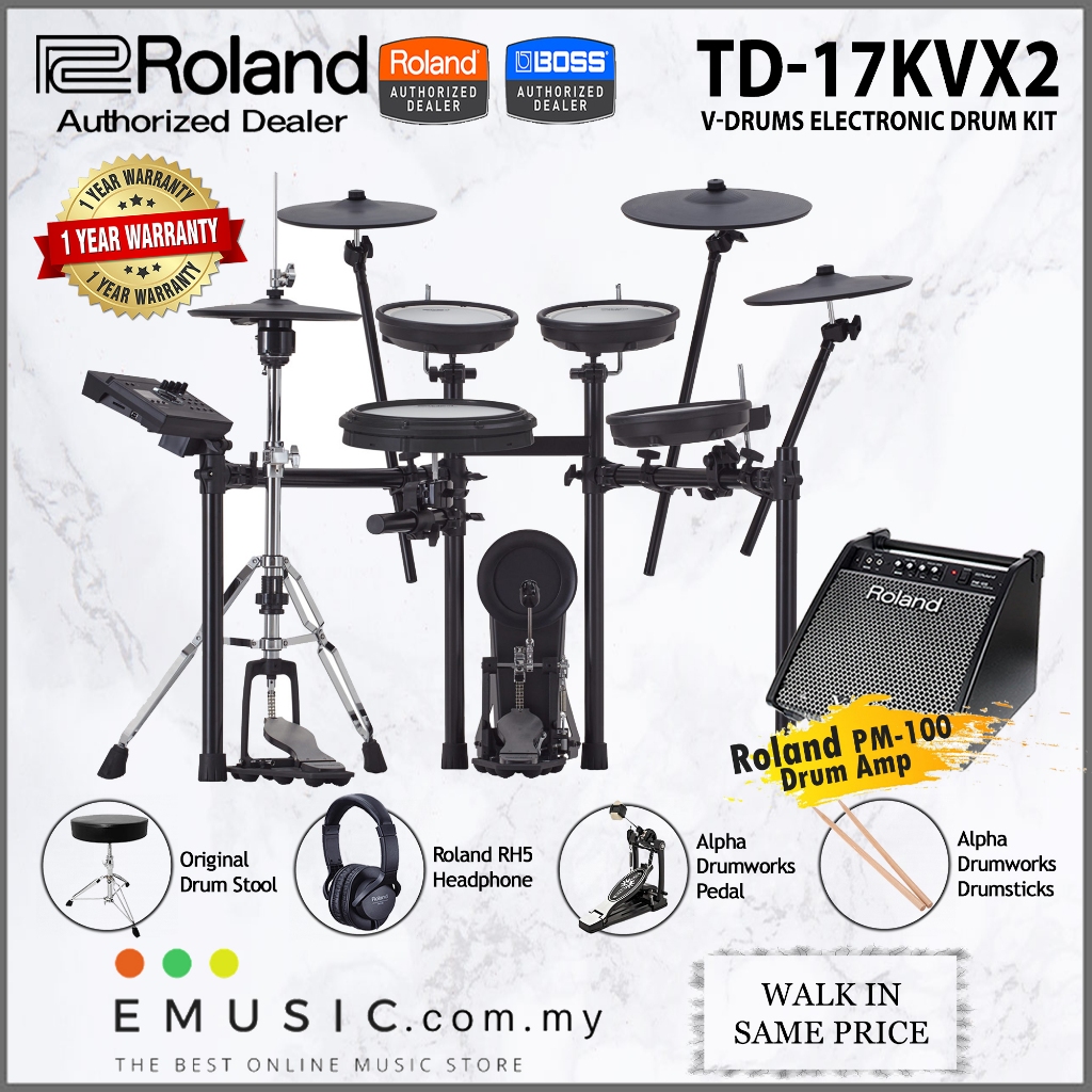 *NEW* Roland TD-17KVX2 V-Drums V Drum Electronic Digital Drum with Amp, Headphone and Stool ...