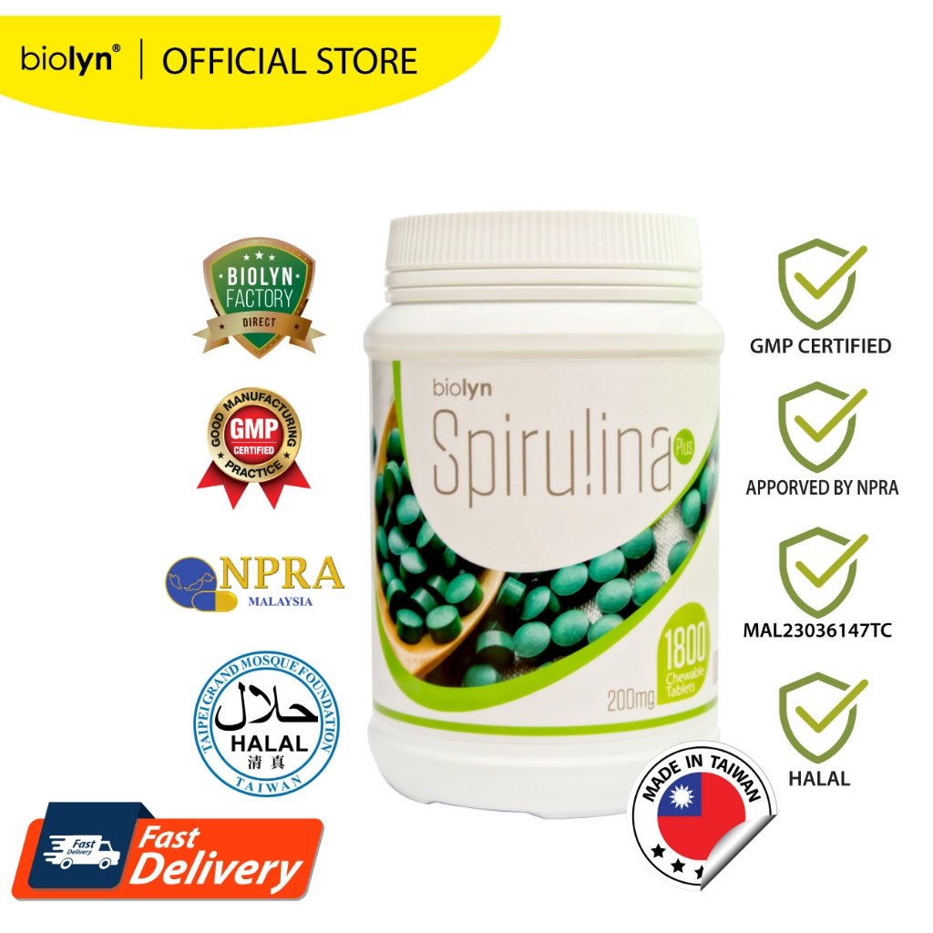 BIOLYN SPIRULINA 199.2mg CHEWABLE TABLET (1800's) | Shopee Malaysia