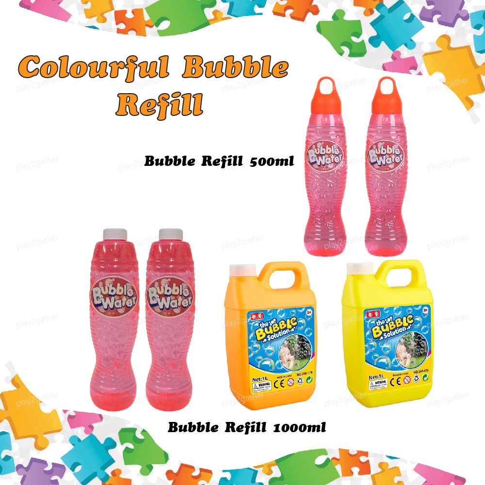 1 Litre Bubble Refill Liquid Bubble Solution 1000ml Air Sabun Bubble Stick Ready To Use | Shopee ...