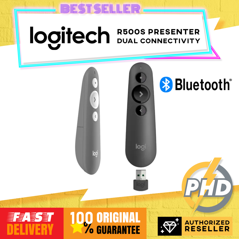 Logitech R500s Laser Class 1 Presenter Bluetooth and USB / Presentation ...