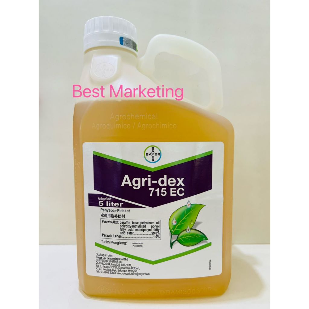 5L Agri-dex 715 EC Bayer Agridex Pesticide Adjuvant Gam Pelekat Racun Rumput Kulat Serangga Non ...