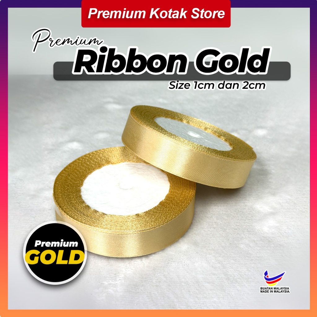 YJL Ribbon GOLD 2cm 1cm Riben wedding doorgift Riben Premium Gold ...