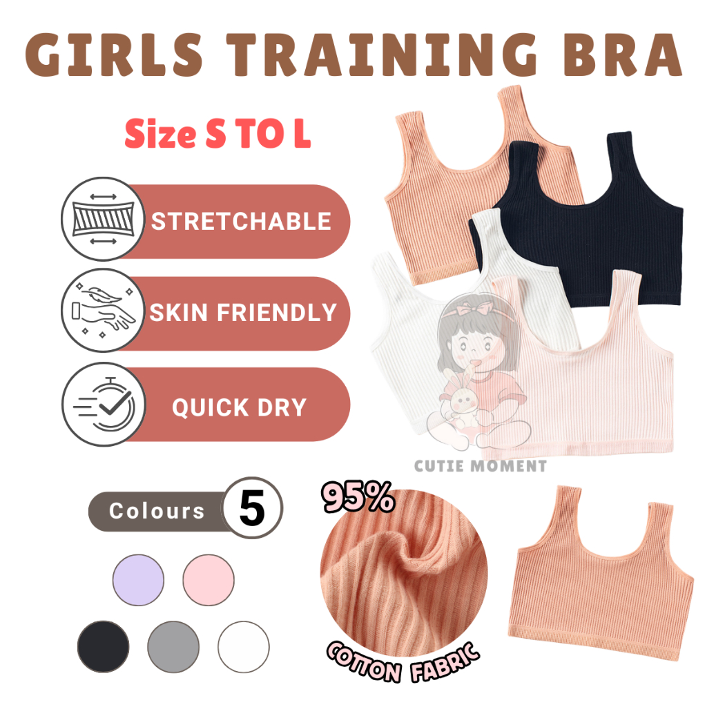 Kids girls cotton bra girl underwear softy sports bra training vest ...