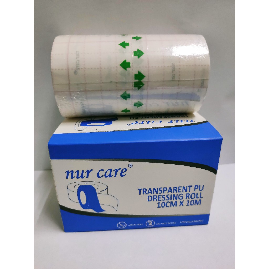 NURCARE TRANSPARENT PU Waterproof DRESSING ROLL 10CM X 10M / TOPSEAL ...