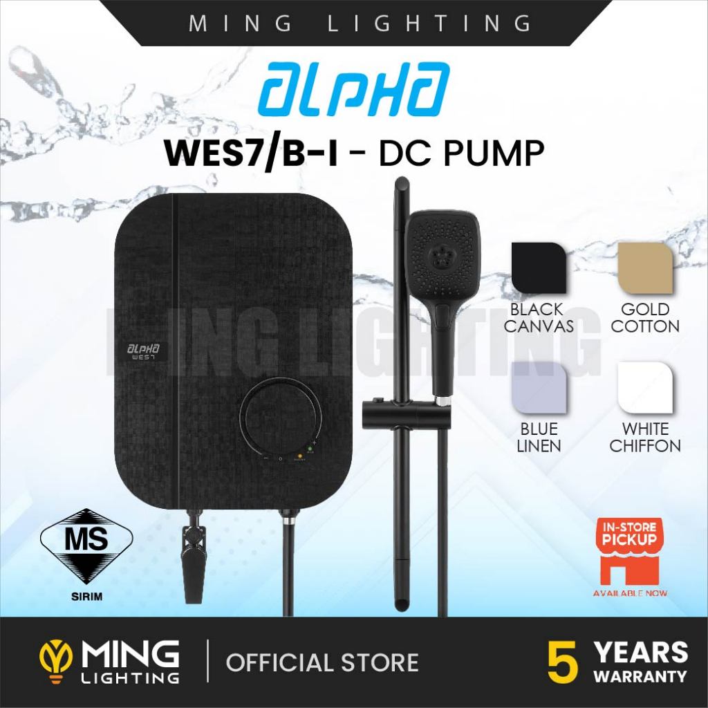 (Sirim) Alpha WES7 BASIC Instant Water Heater DC Pump Hot Cool Shower Head Set Home Bathroom ...