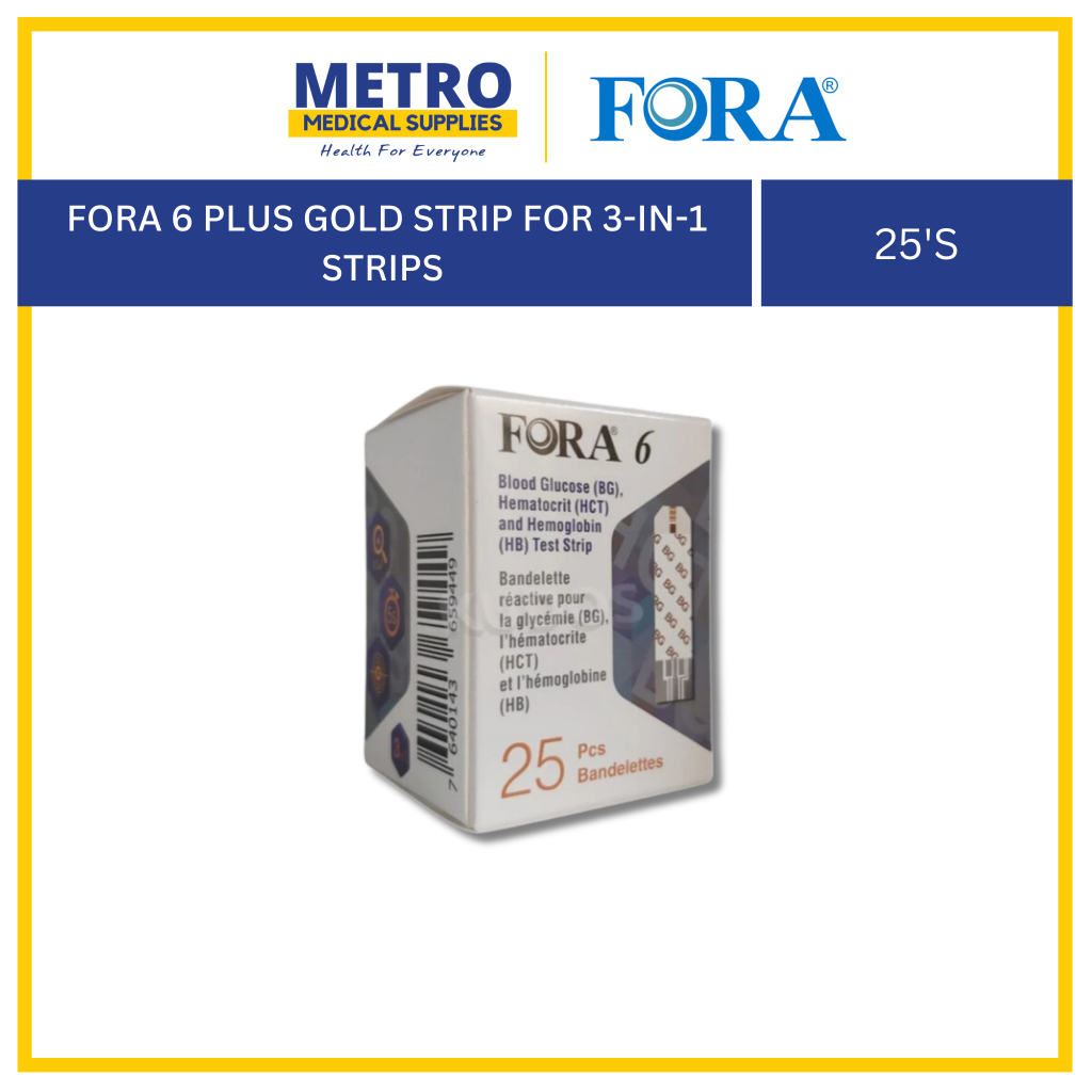 FORA 6 Plus Gold Strip for 3-in-1 Strips (Blood Glucose, Hemoglobin ...