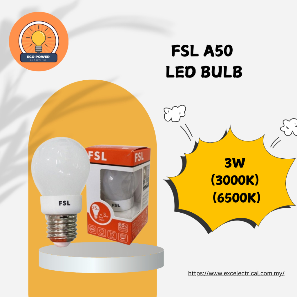 FSL A50 3W LED BULB (3000K) (6500K) | Shopee Malaysia