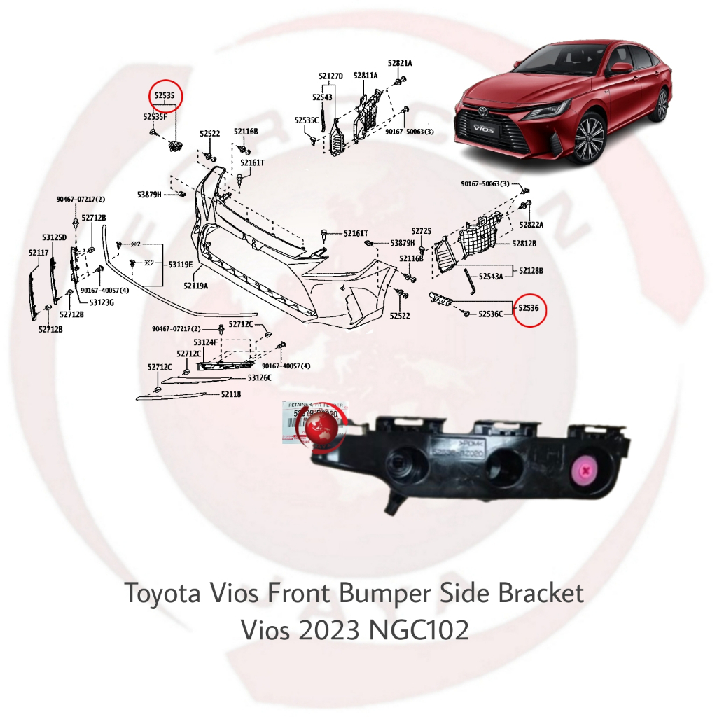 Toyota Vios Front Bumper Side Bracket Vios 2023 NGC102 52535-BZ020 ...