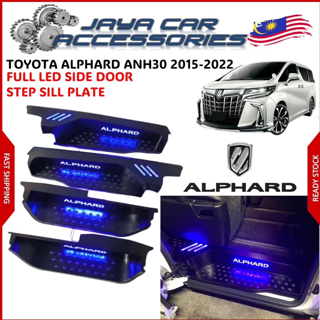 TOYOTA ALPHARD AGH30 Door Side Step/Sill Plate Black Chrome Full Cover ...