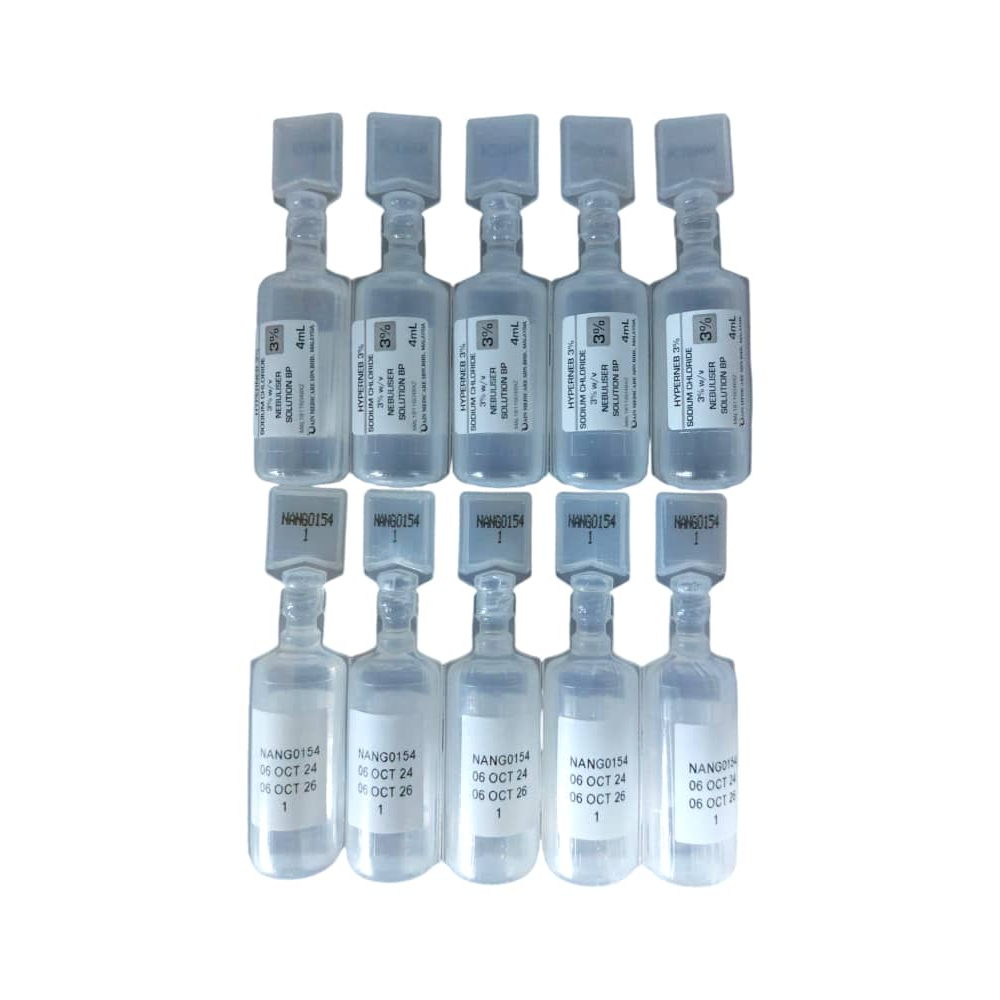 HYPERNEB 3% SODIM CHLORIDE NEBULISER SOLUTION BP NACL 3% 4ML 1 AMPOULE ...