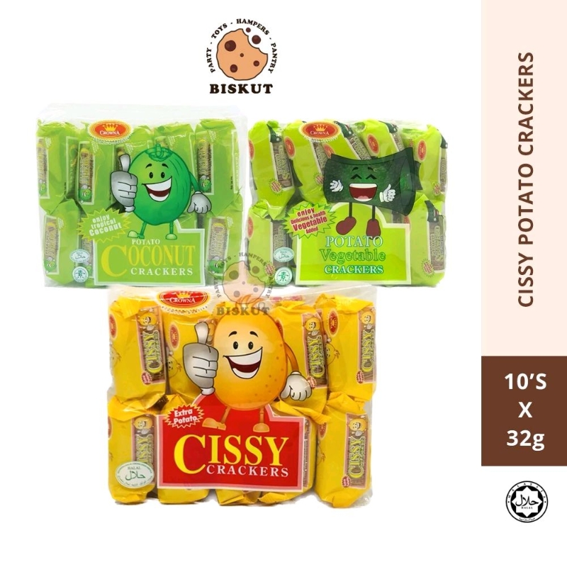 Cissy Potato Crackers 32g x 10pkts Original, Seaweeds, Lemon, Coconut ...