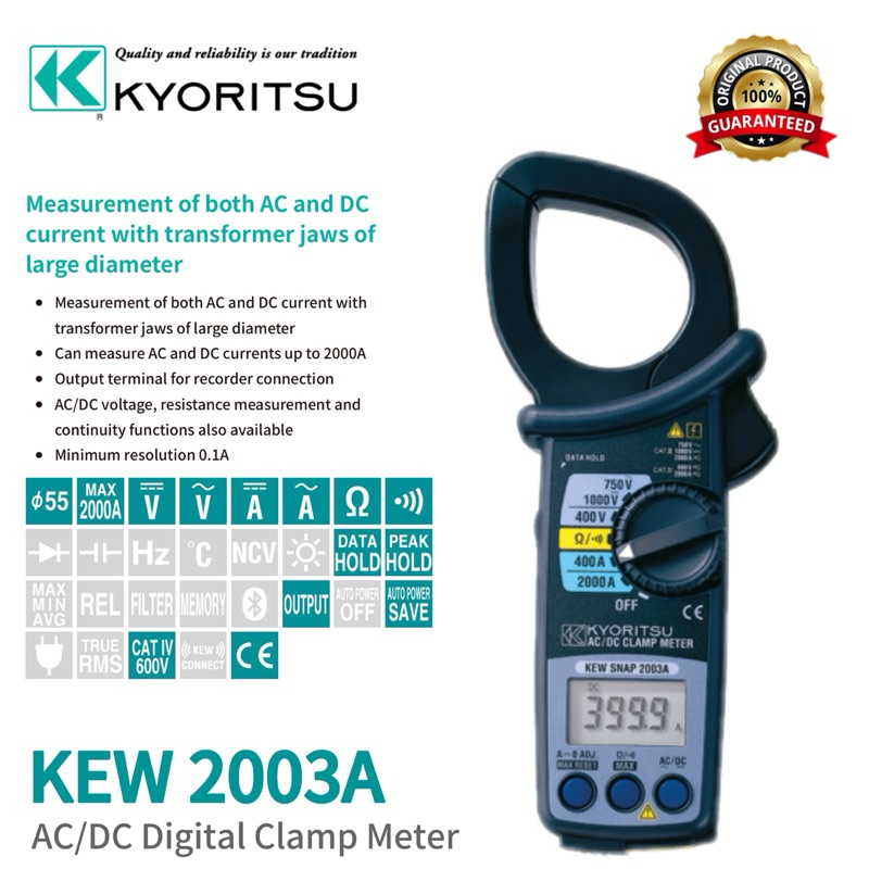 Kyoritsu KEW 2003A AC/DC Digital Clamp Meter | Shopee Malaysia