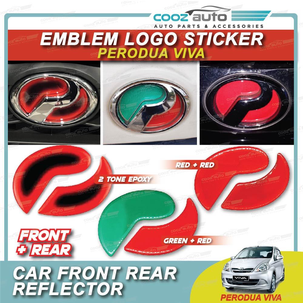 Perodua Viva Car Front Rear Reflector Logo Emblem 3D Steering Logo ...