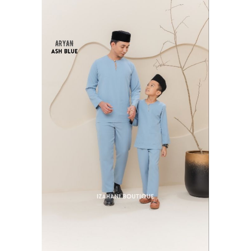 (Raya 2025) Baju Melayu Teluk Belanga/ Cekak Musang Ash Blue / Kurta ...