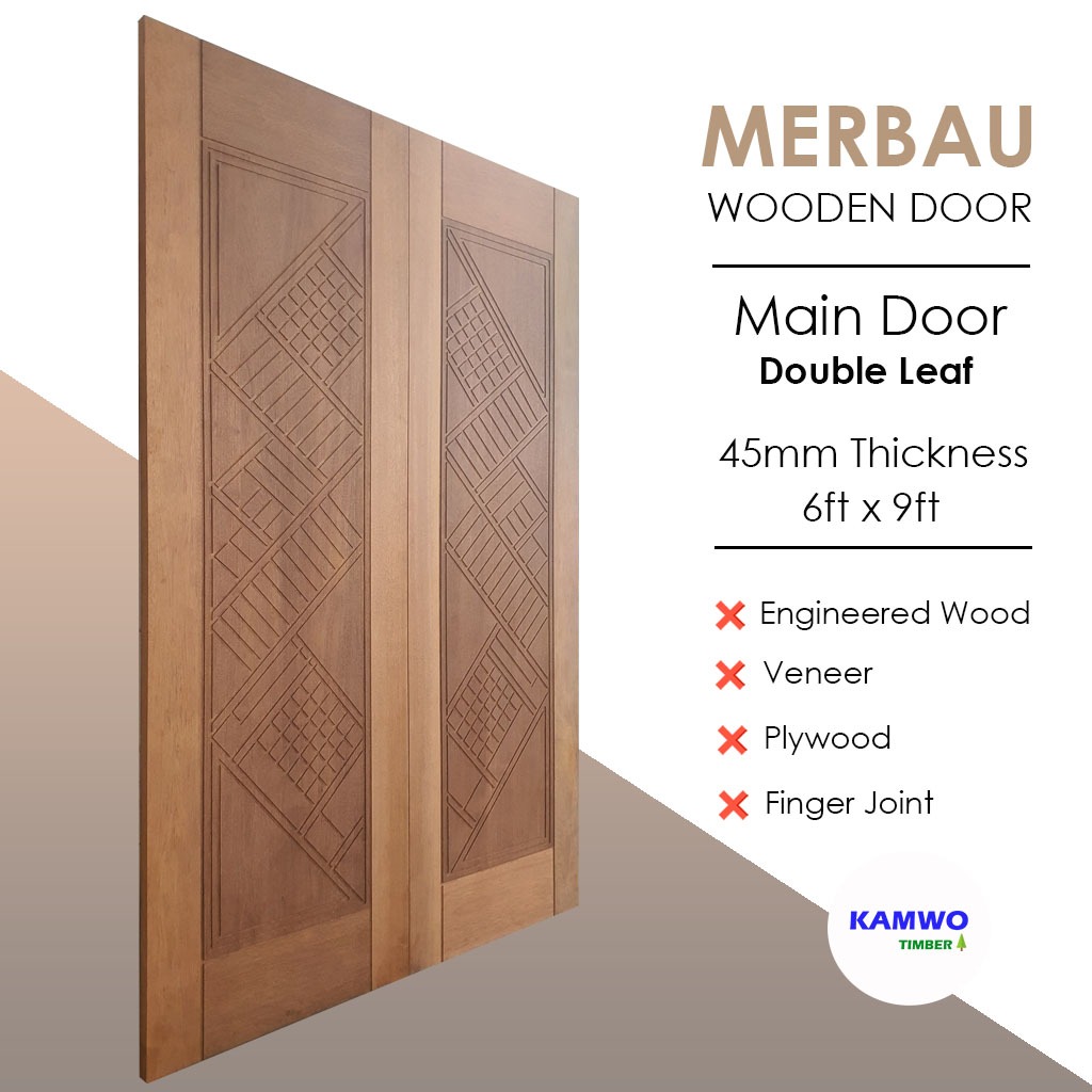 Double Leaf MERBAU Wooden Main Door Made of Premium Kiln-Dried MERBAU ...
