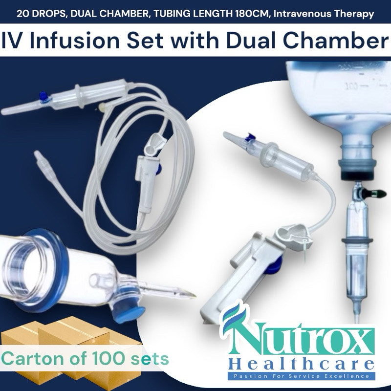 IV Administration Set Infusion Drip Set, 180cm Tube (100 Sets per ...