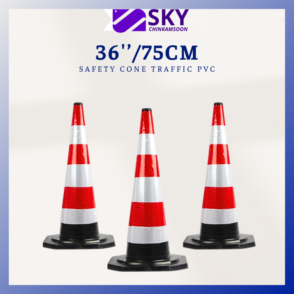 Safety Cone Traffic PVC Cone Double Reflective Sticker 75cm Road Cone ...