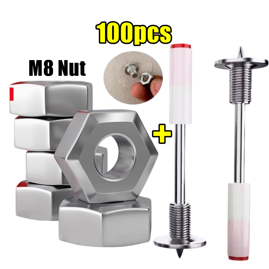 100pcs Paku Keluli Bulat Alat 7.3mm Steel Nail Gun Thread M8 Screw Nut ...