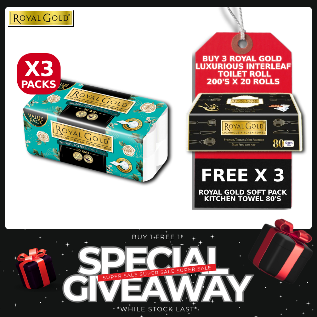Royal Gold Luxurious Interleaf Toilet Roll 3 PLY (200's x 20) x 3PKT ...