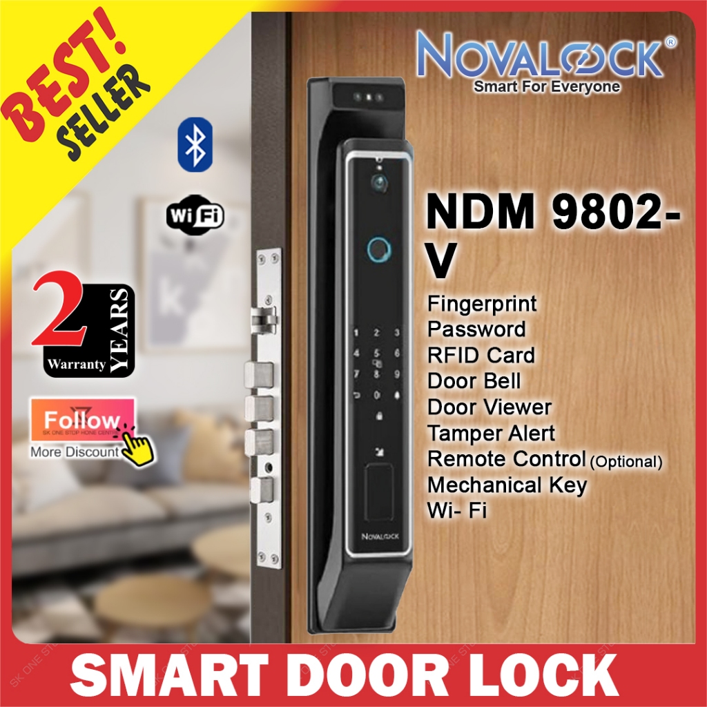 Novalock NDM 9802 V SMART DIGITAL DOOR LOCK (Door Viewer, Door Bell ...