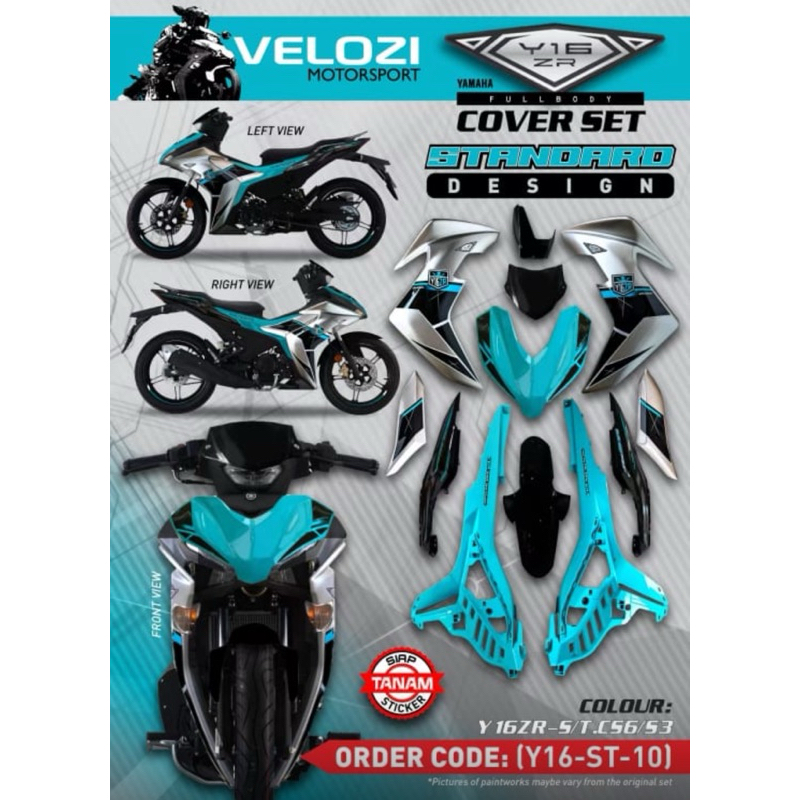 VELOZI YAMAHA Y16 V1 (NOT ABS) STANDARD DESIGN CS6 SMOKE BLUE /S3 ...
