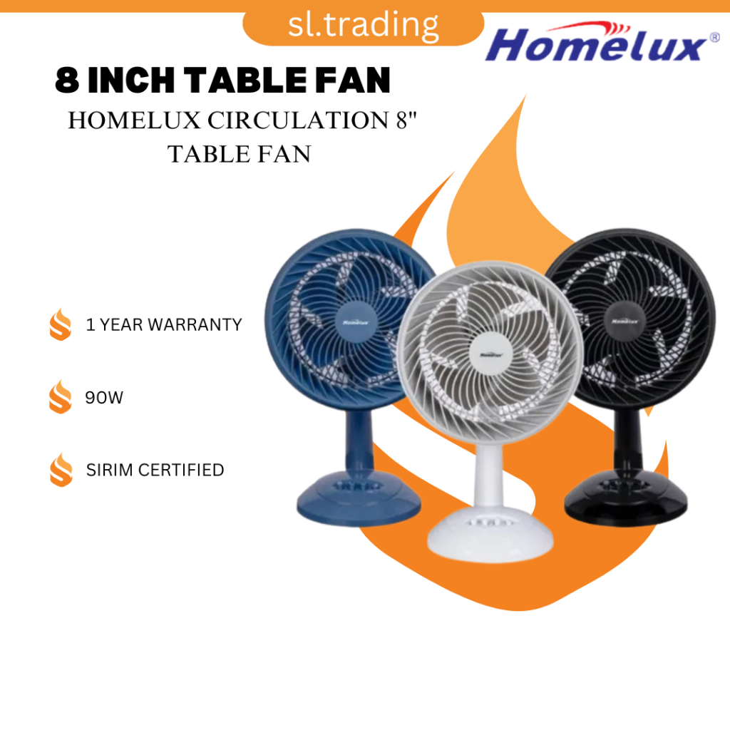 HOMELUX Circulation 8 Inch Table Fan HTF-208PW | Shopee Malaysia