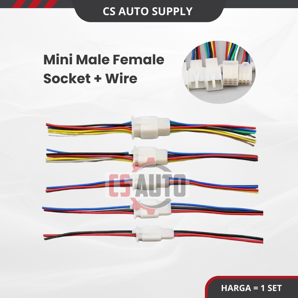 CS MIni Male Female Socket Wayar Lampu Sambung Connector Plug With Wire ...