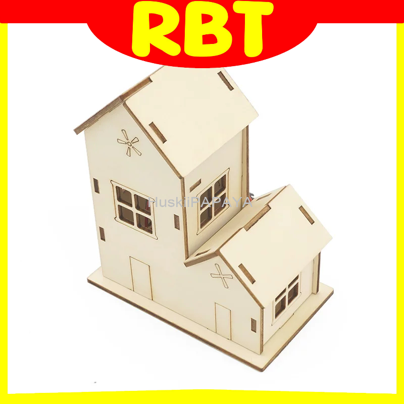 RBT STEM RUMAH KAYU LED WARNA WARNI Colorful Light House DIY Toy ...