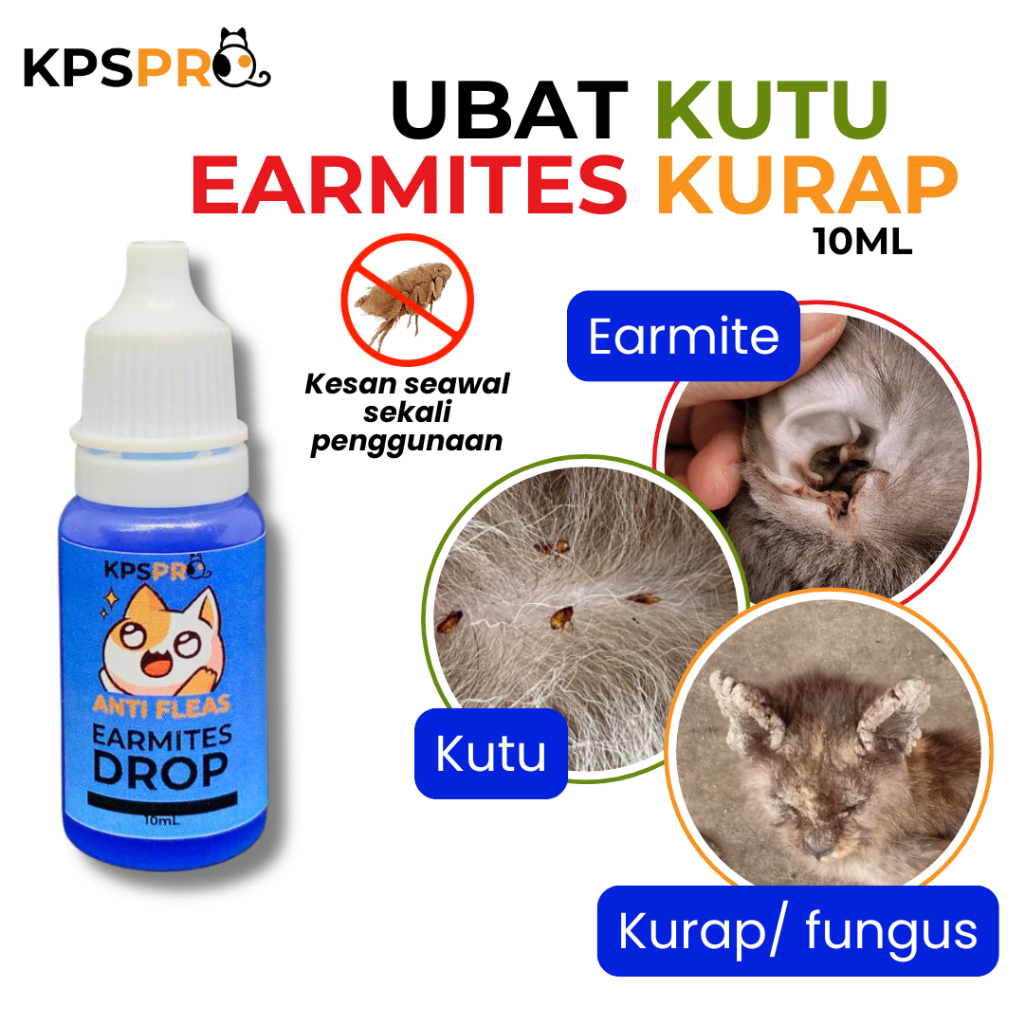 KPSPro Ubat Kutu Kucing Cat Flea Cat Earmite Drop Ubat Kutu Telinga Kucing Anti Flea Tick Kurap ...