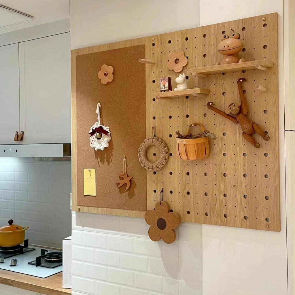 Pegboard Wall Storage Rack Solid Wood 60/80/120CM Wall Storage Hole ...