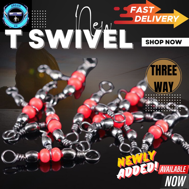 【T-swivel】Three-way T-shape barrel rolling swivel/kekili pancing/Fork ...