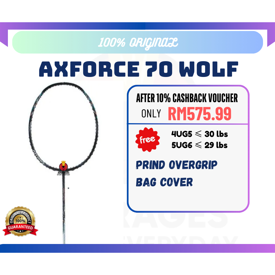 【READY STOCK】100% Original Axforce 70 Original Badminton Racket 雷霆70 ...