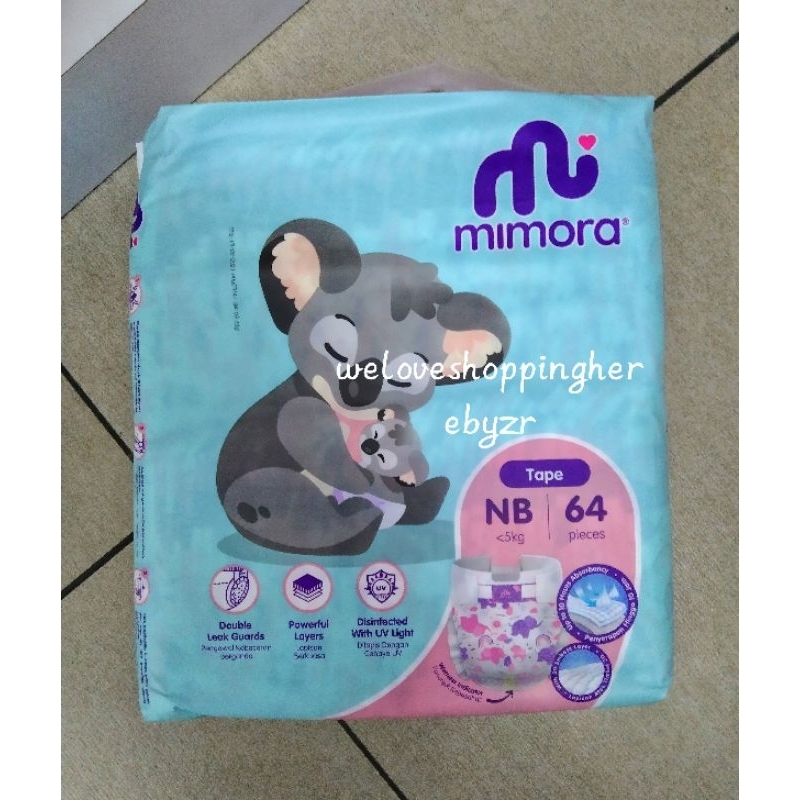 [Ready Stock] MIMORA Newborn Chlorine Free Diaper Tape NB 64 Pcs