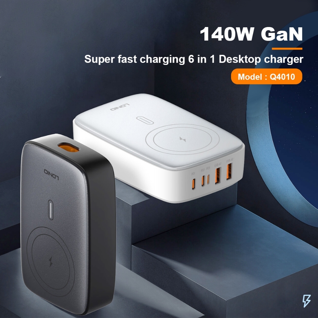 LDNIO Q4010 140W 6 in 1 Laptop Phone Desktop GaN Charger / PD + QC ...
