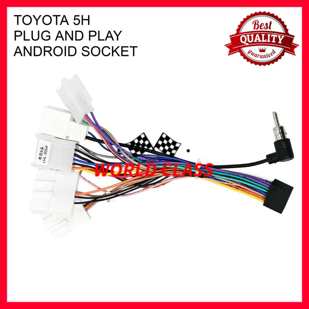 TOYOTA 5H PLUG AND PLAY SOCKET CABLE FOR 9" & 10" ANDROID PLAYER USE ...
