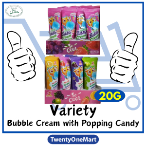 [Halal Food] Variety Bubble Cream with Popping Candy/Fruit Flv 20g (1 ...