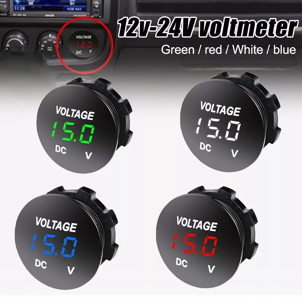 Car Volt Meter 12V Voltage Gauge LED Digital Display Voltmeter Battery ...