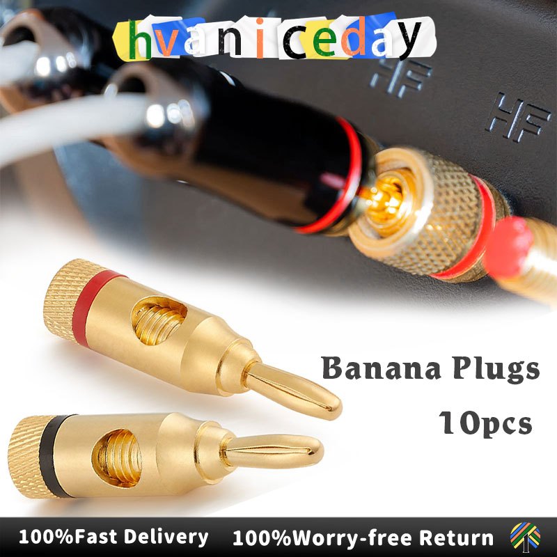 10PCS Gold Plated Musical Speaker Cable Wire Screw Metal Banana Plug ...