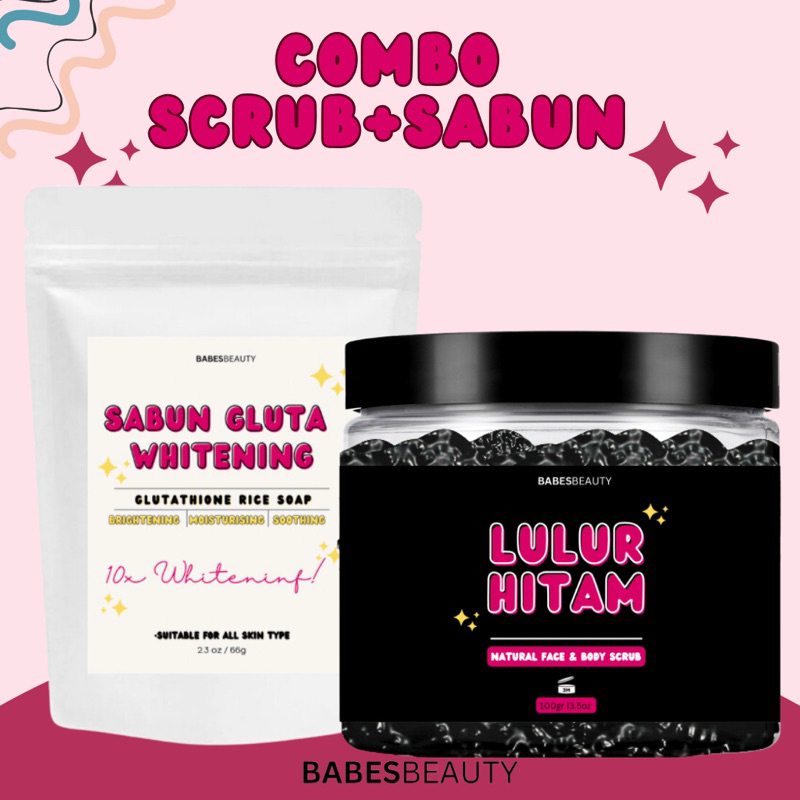 [COMBO WHITENING]LULUR HITAM+SABUN GLUTAWHITENING SCRUB BEDDA LOTONG ...