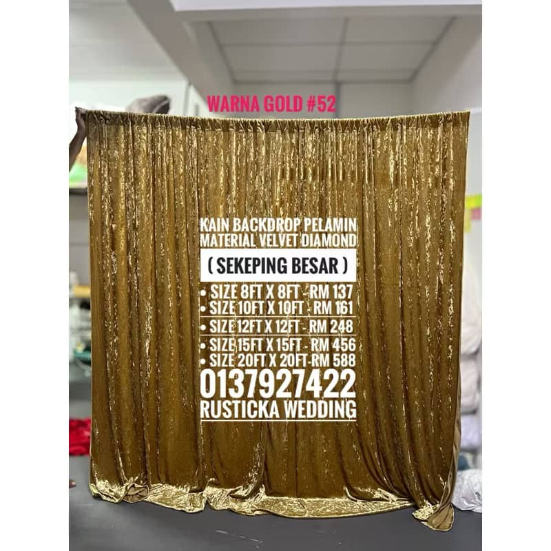 Kain Backdrop Pelamin Velvet Diamond Kain Velvet Plush baldu Meter ...