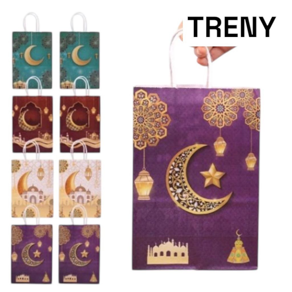 TRENY Handle Paper Bag Ramadan Raya Gift Bag Goodies Bag Pattern Paper ...