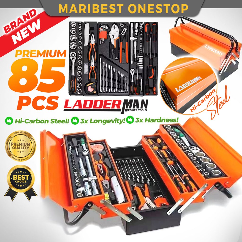 LADDERMAN 85PCS/ 86PCS Set Kotak Spanar Metal Tool Box Set Tool Box ...