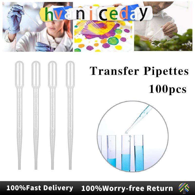 100Pcs Disposable Plastic Pasteur Droppers 3/5/10ml Transfer Pipette ...