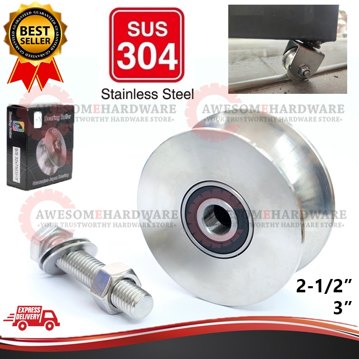 (2-1/2" OR 3") SUS304 STAINLESS STEEL AUTO GATE ROLLER CASTER RODA ...